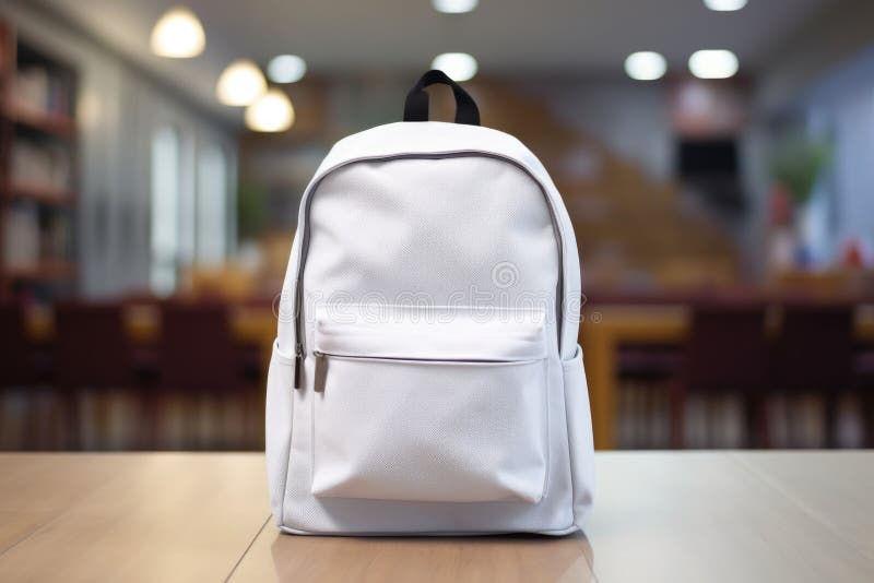 Schoolbag on Desk in Class Room AI Generated Stock Image - Image of ...