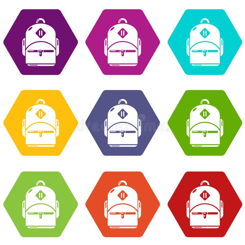 Schoolbag Icons Set 9 Vector Stock Vector - Illustration of accessory ...