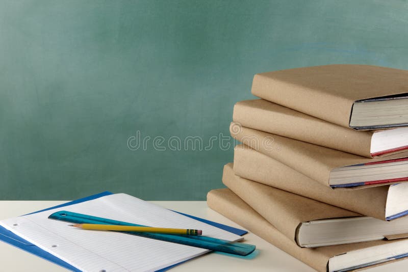 Schoolbooks, Loose Leaf Paper, Ruler and Pencil Stock Image - Image of ...