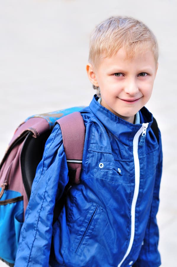 Schoolboy stock image. Image of backpack, male, outdoors - 26078547