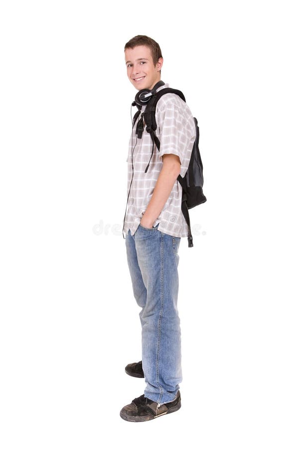 Side Pose of Handsome Teenager Boy Student Stock Photo - Image of ...