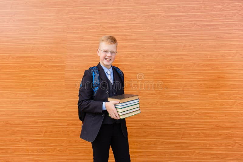 Schoolboy with a Book on the Street, Back To School Stock Photo - Image ...