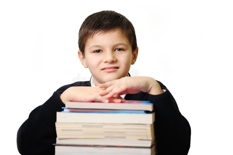 Boy and book stock image. Image of four, intellectual - 15267563