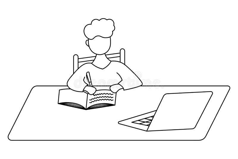 Child Write Laptop Stock Illustrations – 134 Child Write Laptop Stock ...