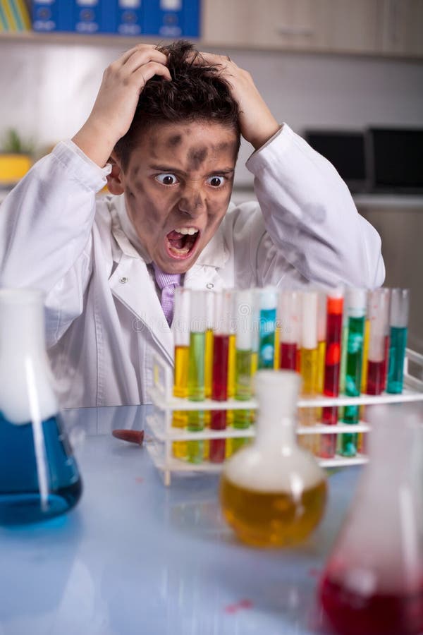 Schoolboy Experiment in the School Lab Stock Photo - Image of dangerous ...