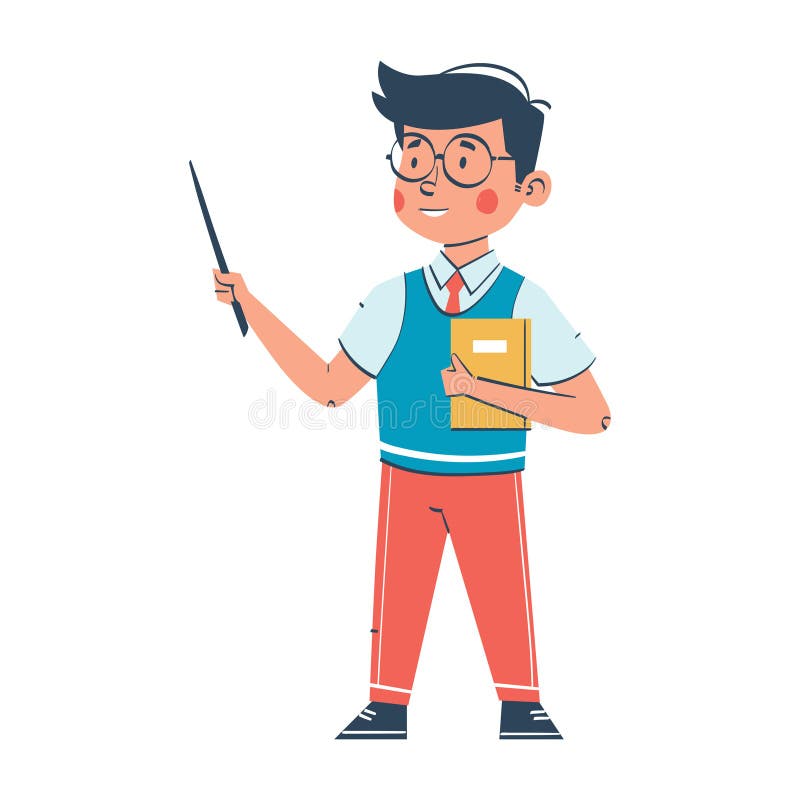 Schoolboy Explaining Lesson while Holding a Book Vector Illustration ...