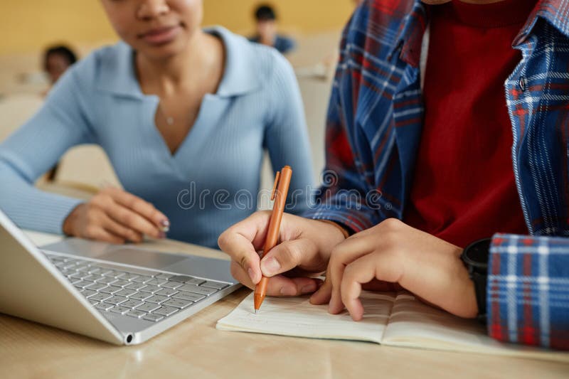 Schoolboy Explaining Topic To His Classmate Stock Photo - Image of ...
