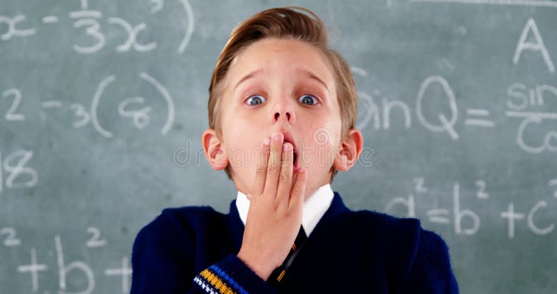 Schoolboy Getting Surprised in the Classroom Stock Video - Video of ...