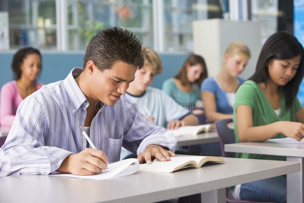 Schoolboy in High School Class Stock Photo - Image of colour, caucasian ...