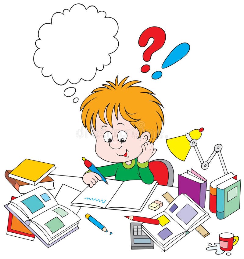 Schoolboy with homework stock vector. Illustration of pupil - 7692555