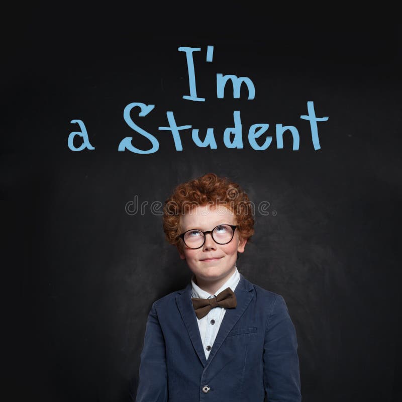 Schoolboy Kid Looking Up. Back To School Concept Stock Image - Image of ...
