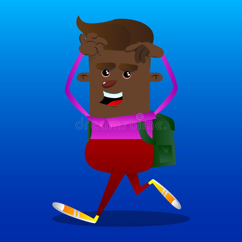 Schoolboy Scratching His Head with Two Hands. Stock Illustration ...