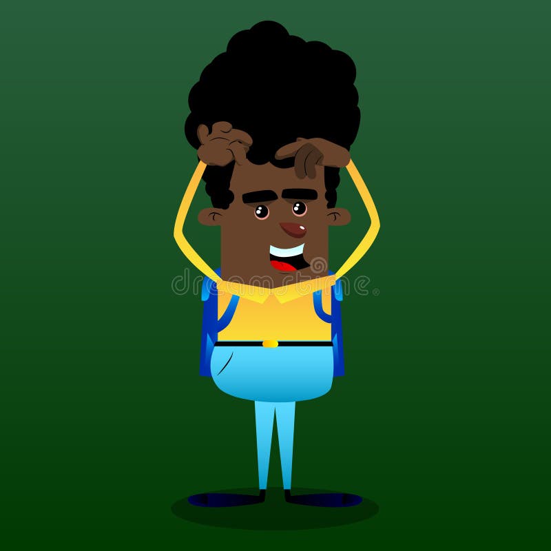 Schoolboy Scratching His Head with Two Hands. Stock Illustration ...