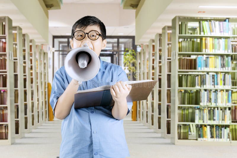Schoolboy Shouting on Megaphone Stock Image - Image of learning, clever ...