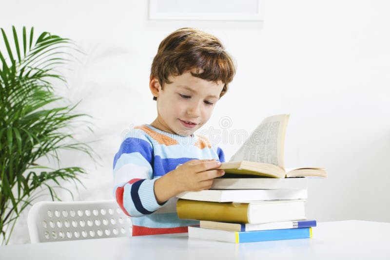 Schoolboy Studying in Home. Stock Image - Image of educate, activity ...