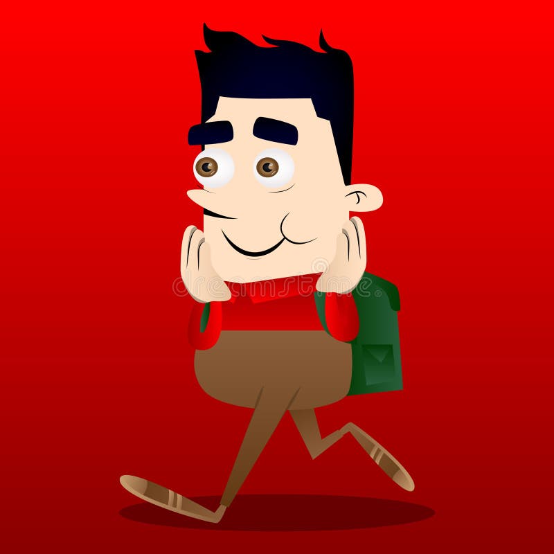 Happy Smiling Schoolboy Touching His Face. Stock Illustration ...