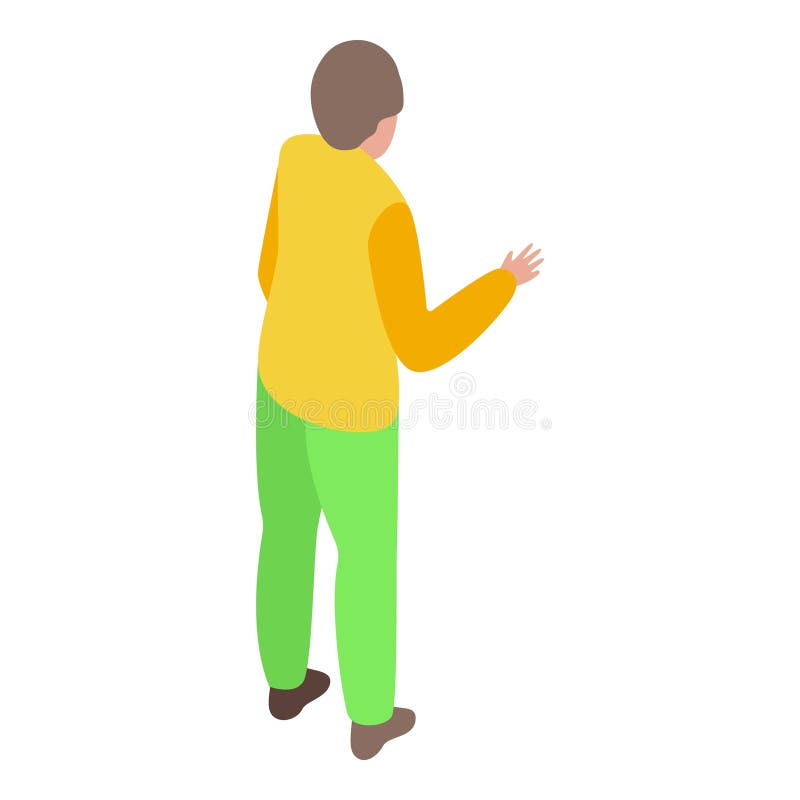 Schoolboy Waving Hand Isometric Icon, Back View Stock Vector ...