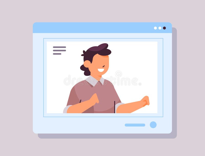 Schoolboy in Web Browser Window Online Communication Concept Stock ...