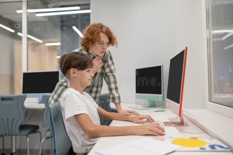 Schoolboys Working on Computers at it Lesson at School Stock Image ...