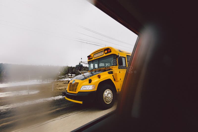 Schoolbus from quebec editorial photography. Image of roads - 97183657