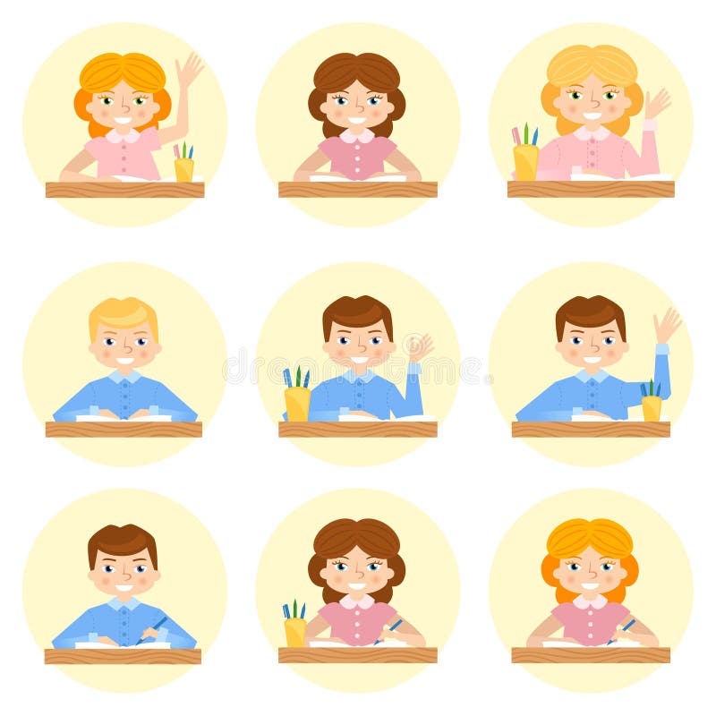 Schoolchild Avatar Vector Illustration. Stock Vector - Illustration of ...