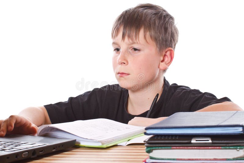 Schoolchild learns lessons stock photo. Image of learn - 28767392