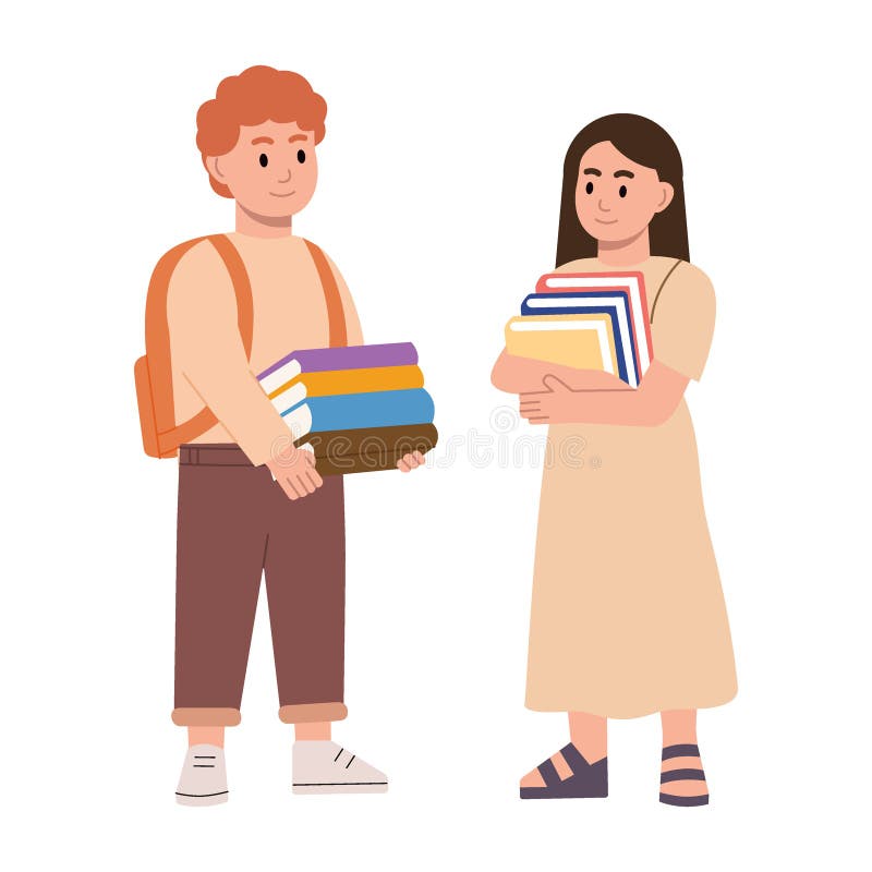 Schoolchildren with Books. Student Activity. Education, Learning, Study ...