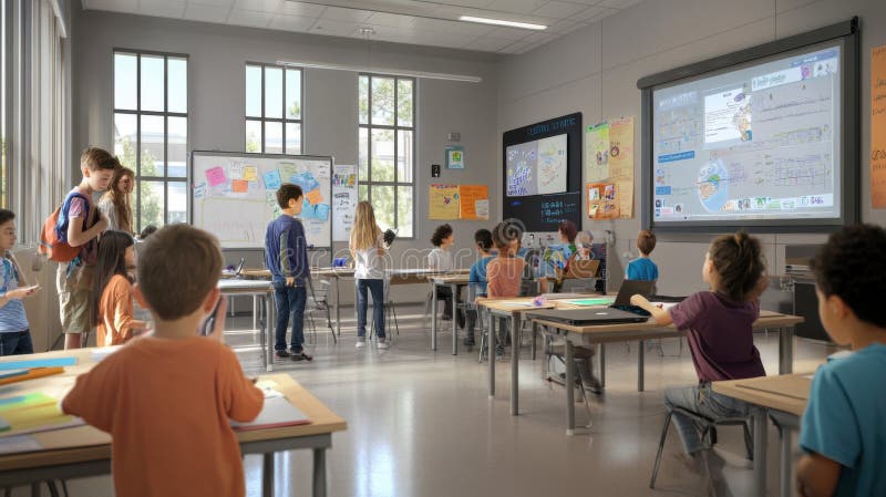 Schoolchildren in Classroom during Lesson in Elementary School ...