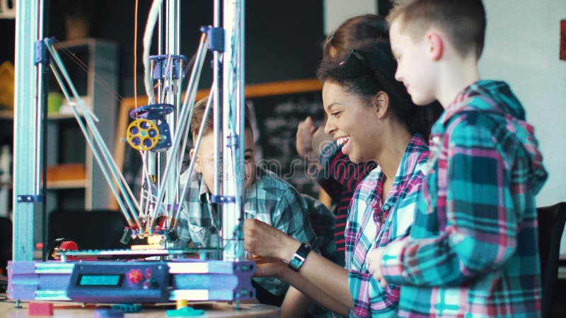 Schoolchildren Exploring Technology in Lab Stock Footage - Video of ...