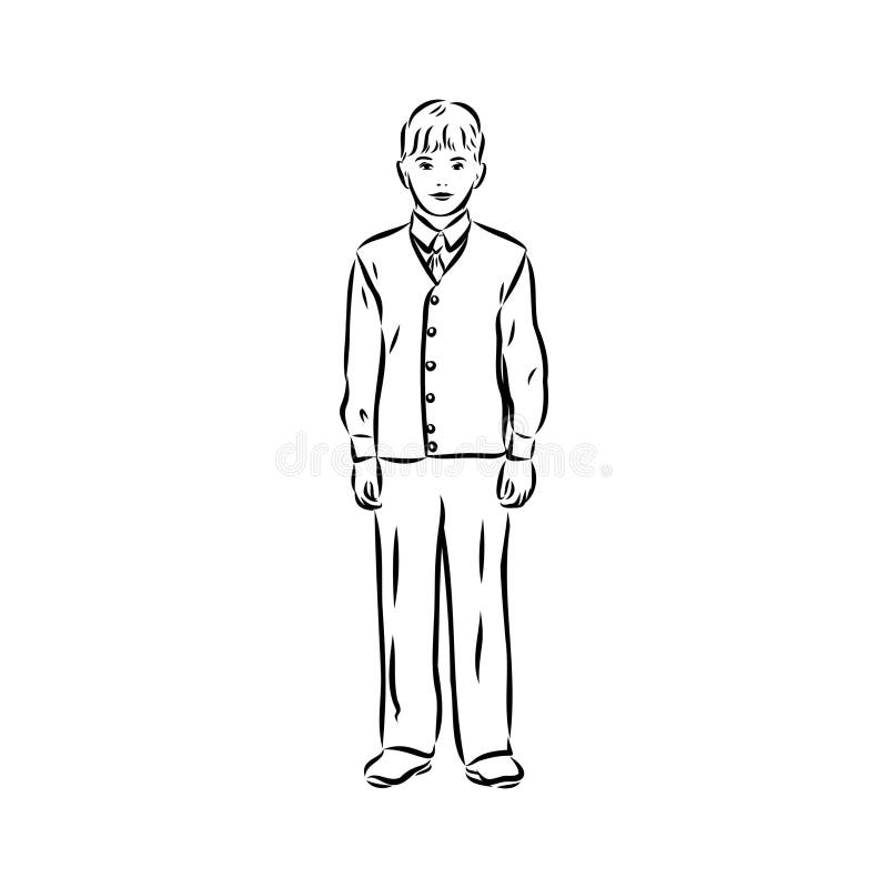 Schoolchildren Go To School Hand in Hand. Sketch Stock Vector ...