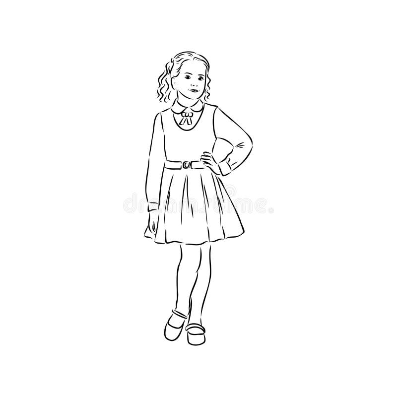 Schoolchildren Go To School Hand in Hand. Sketch Stock Vector ...