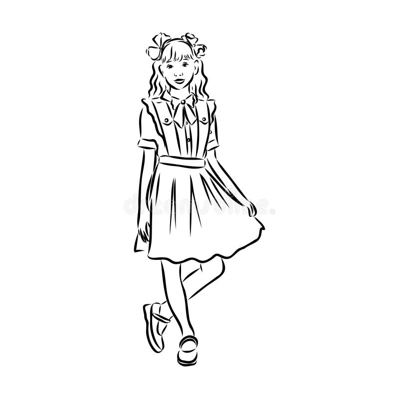 Schoolchildren Go To School Hand in Hand. Sketch Stock Vector ...