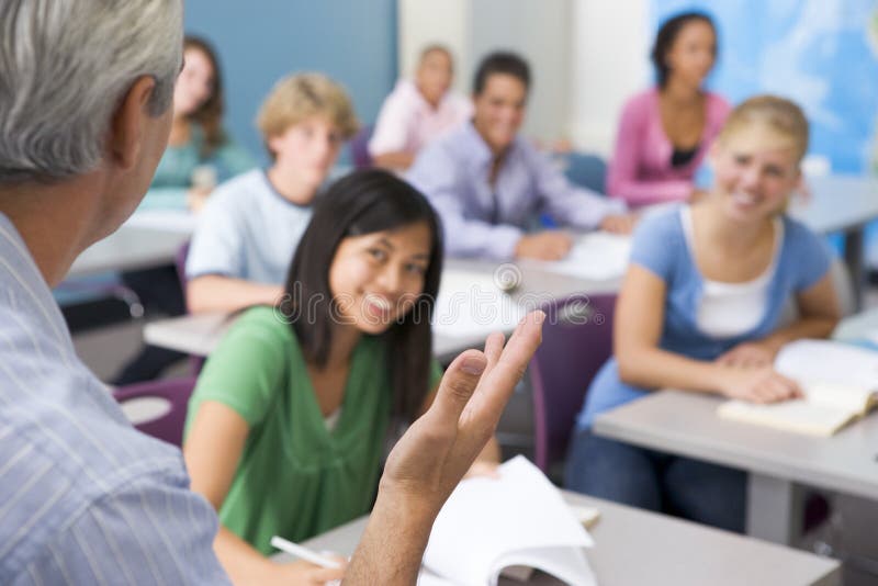 Schoolchildren in High School Class Stock Photo - Image of learning ...