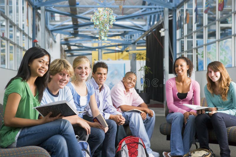 Schoolchildren in High School Class Stock Photo - Image of multi ...