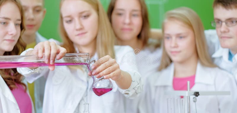 Schoolchildren in a Science Class Stock Image - Image of students ...