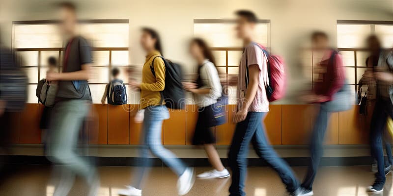 Schoolchildren or Students with Blurry Faces, Campus. Generative Ai ...