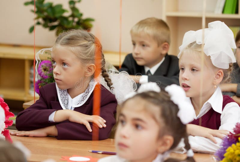 Schoolchildren in Their First Lesson Editorial Stock Image - Image of ...
