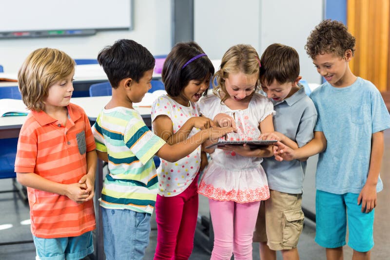 School Kids Using Digital Tablets Stock Image - Image of female ...