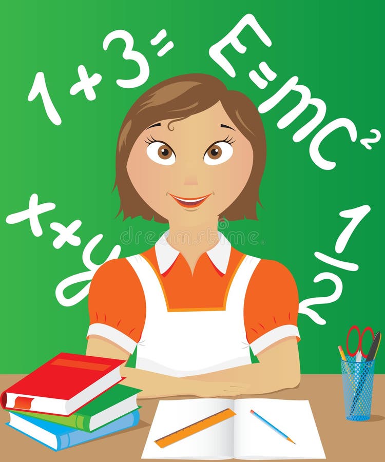 Math girl stock vector. Illustration of classroom, caricature - 9806837