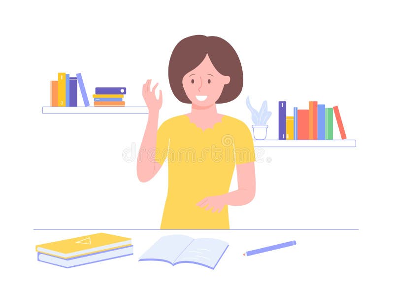 Schoolgirl is Doing Homework. Stock Vector - Illustration of ...