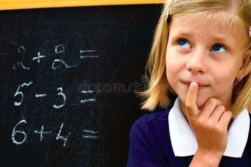 Wise math schoolgirl stock photo. Image of blackboard - 20265766