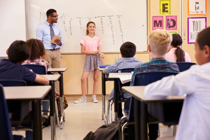Schoolgirl Presenting Project in Front of Science Class Stock Image ...
