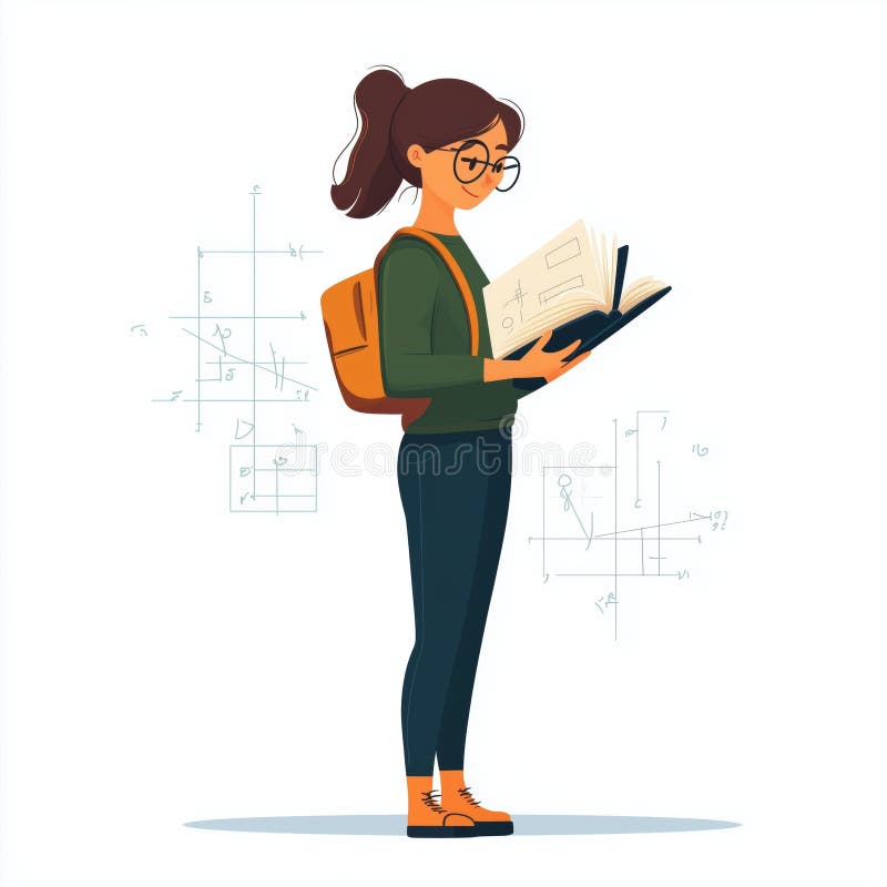 Schoolgirl Studying Algebra with Determination To Prove Complex Theorem ...