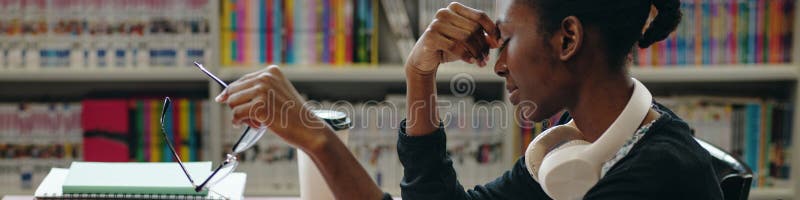 Schoolgirl Tired of Her Study Stock Image - Image of work, education ...