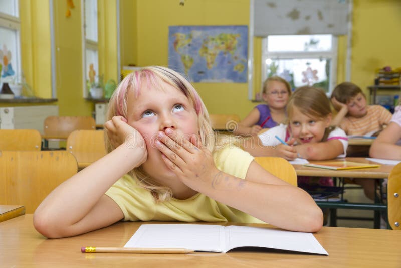 Schoolgirl yawning stock photo. Image of lesson, learner - 37941394