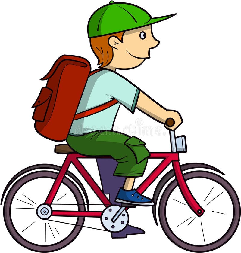 Schooljongen op een fiets stock illustratie. Illustration of jongens ...