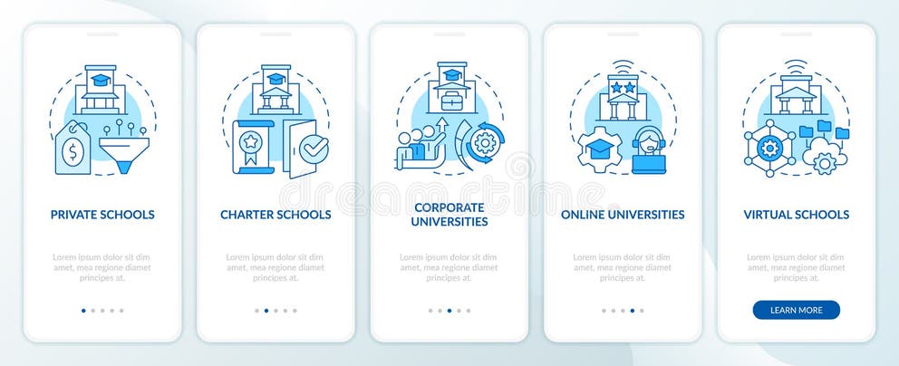 Schools and Service Providers Blue Onboarding Mobile App Screen Stock Vector - Illustration of ...