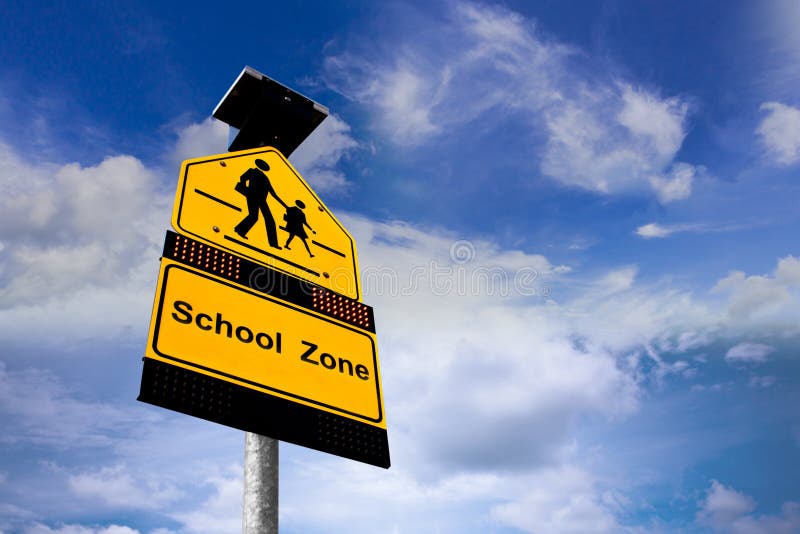 Schools Sign on Blue Sky Background Stock Photo - Image of knowledge ...