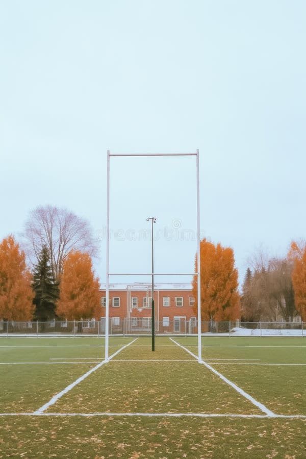 Schools Sports Field with Goalposts and Lines Stock Illustration ...