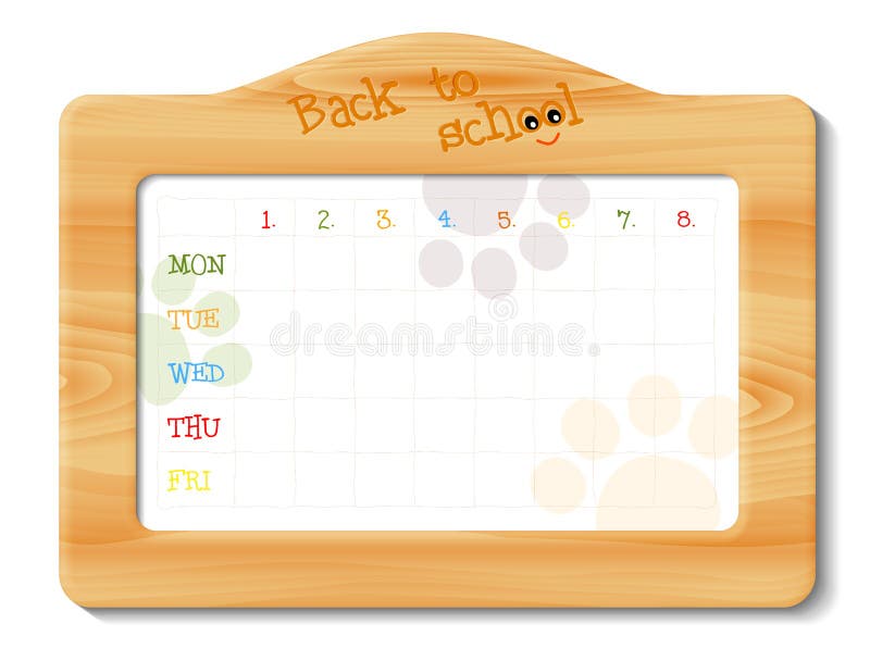 Schooltijdschema in Houten Kader Vector Illustratie - Illustration of ...